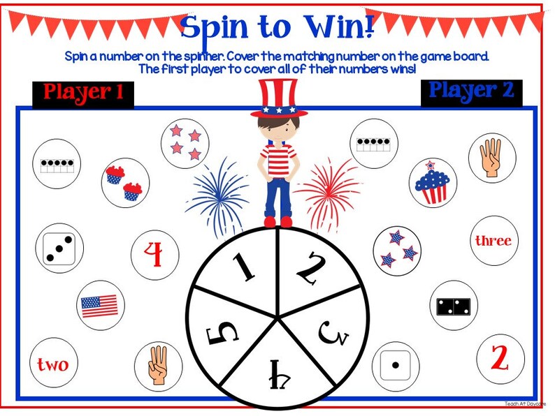 10 Printable 4th of July Themed Kindergarten Math Center Games and ...