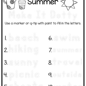First Grade Summer Themed Words Spelling Activity. Supplemental ...