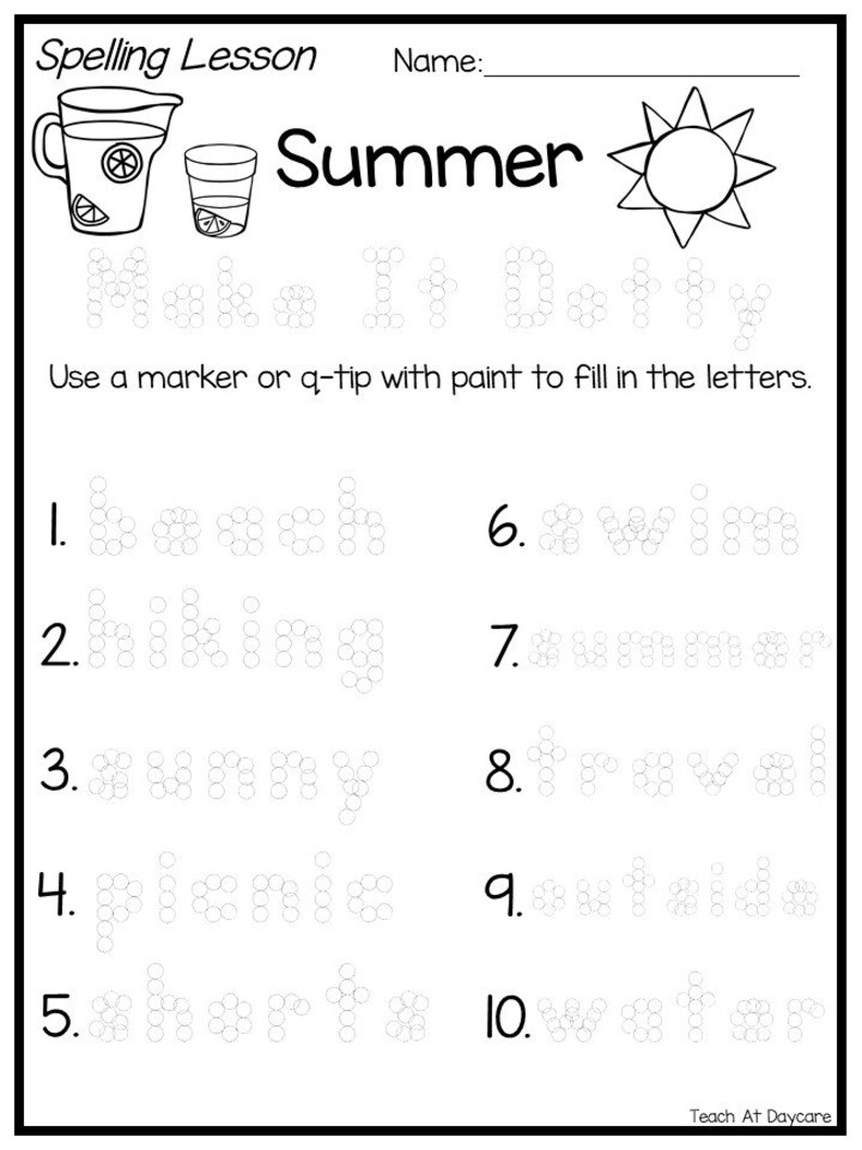 First Grade Summer Themed Words Spelling Activity. | Etsy