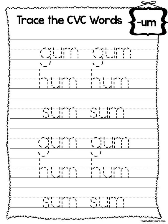 Tracing Words Worksheets