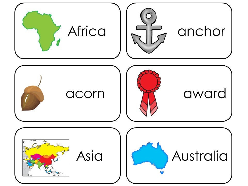 26 Printable Alphabet Phonics Picture Word Flashcard Sets. All | Etsy UK