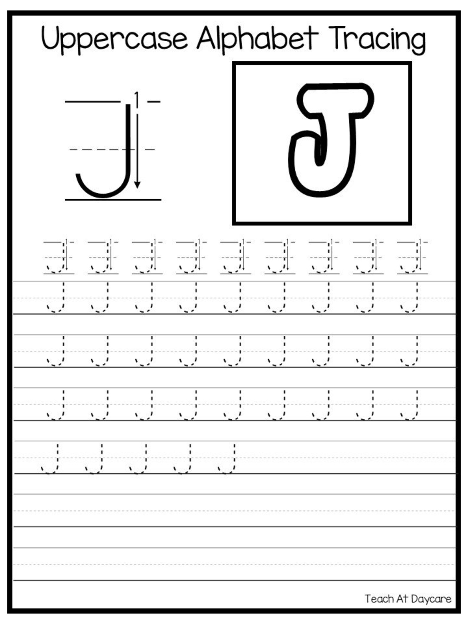 26 Printable Uppercase Alphabet Tracing Worksheets. - Etsy