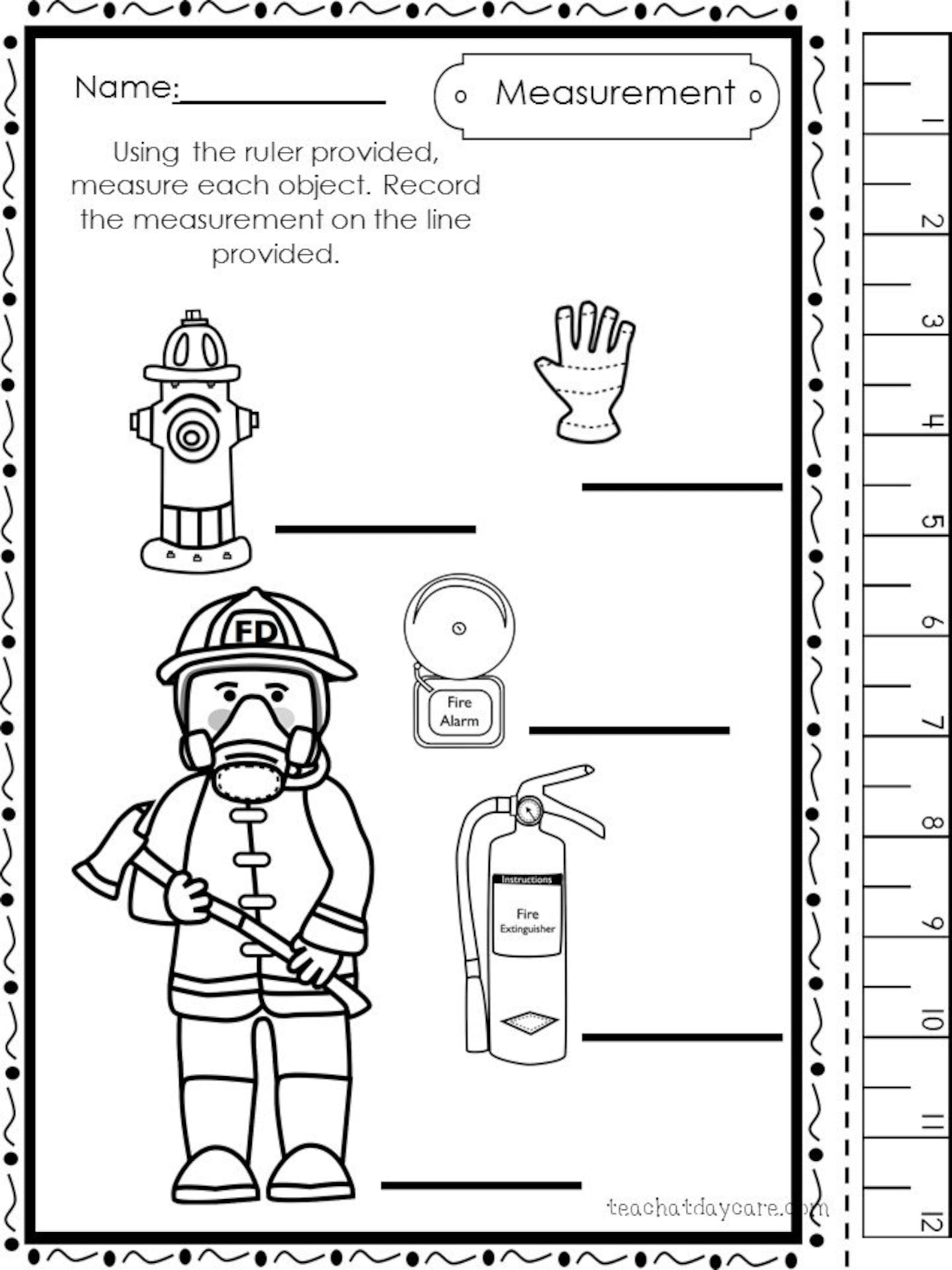 10 Printable Measuring With a Ruler Worksheets. Preschool-1st - Etsy Canada