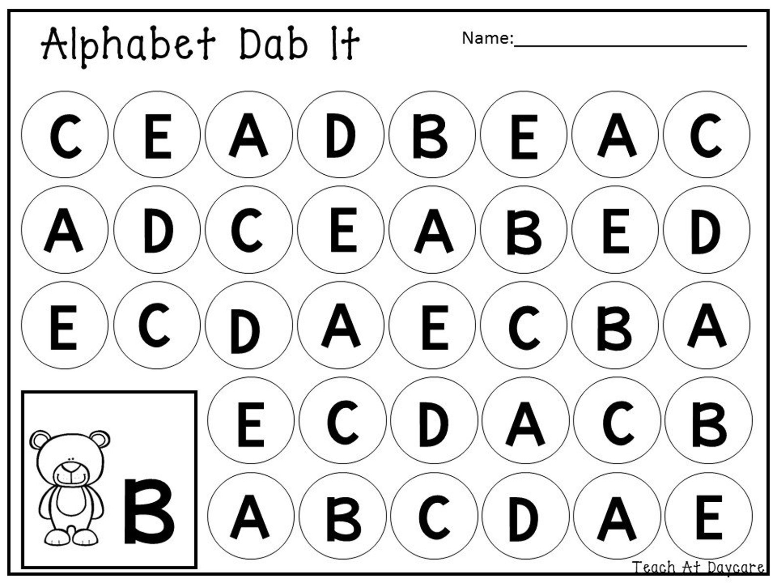 26 Printable Alphabet Uppercase Dab It Worksheets. Preschool-kdg ...