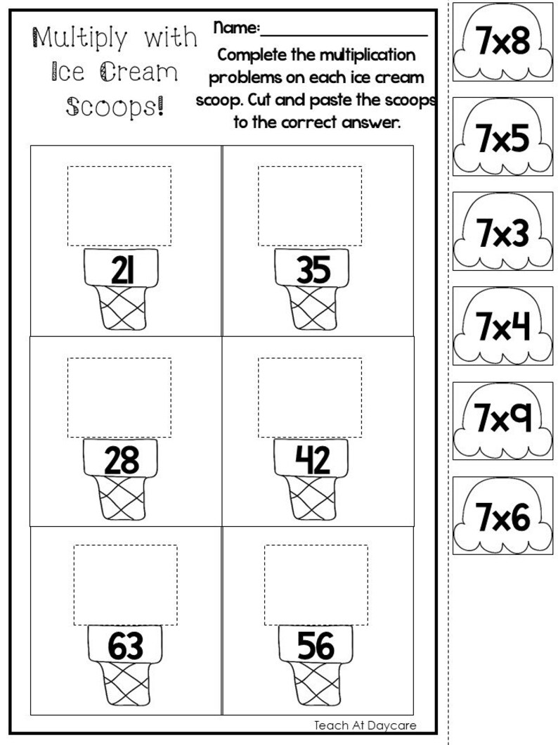 12 Printable Multiplication Scoops Worksheets. Numbers 1-12. 1st-4th ...