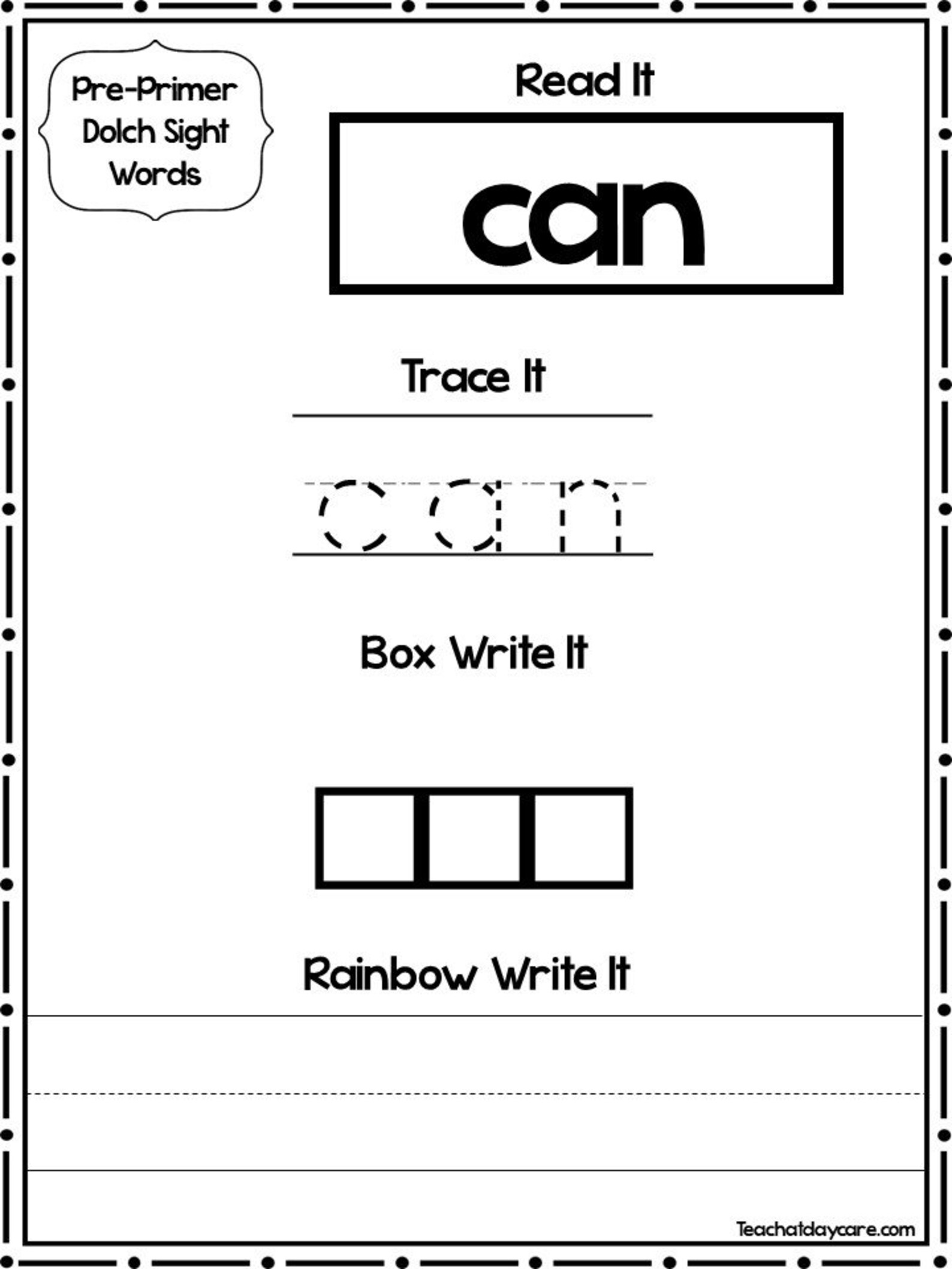 40 Printable Dolch Pre-primer Sight Words Read It Trace It - Etsy