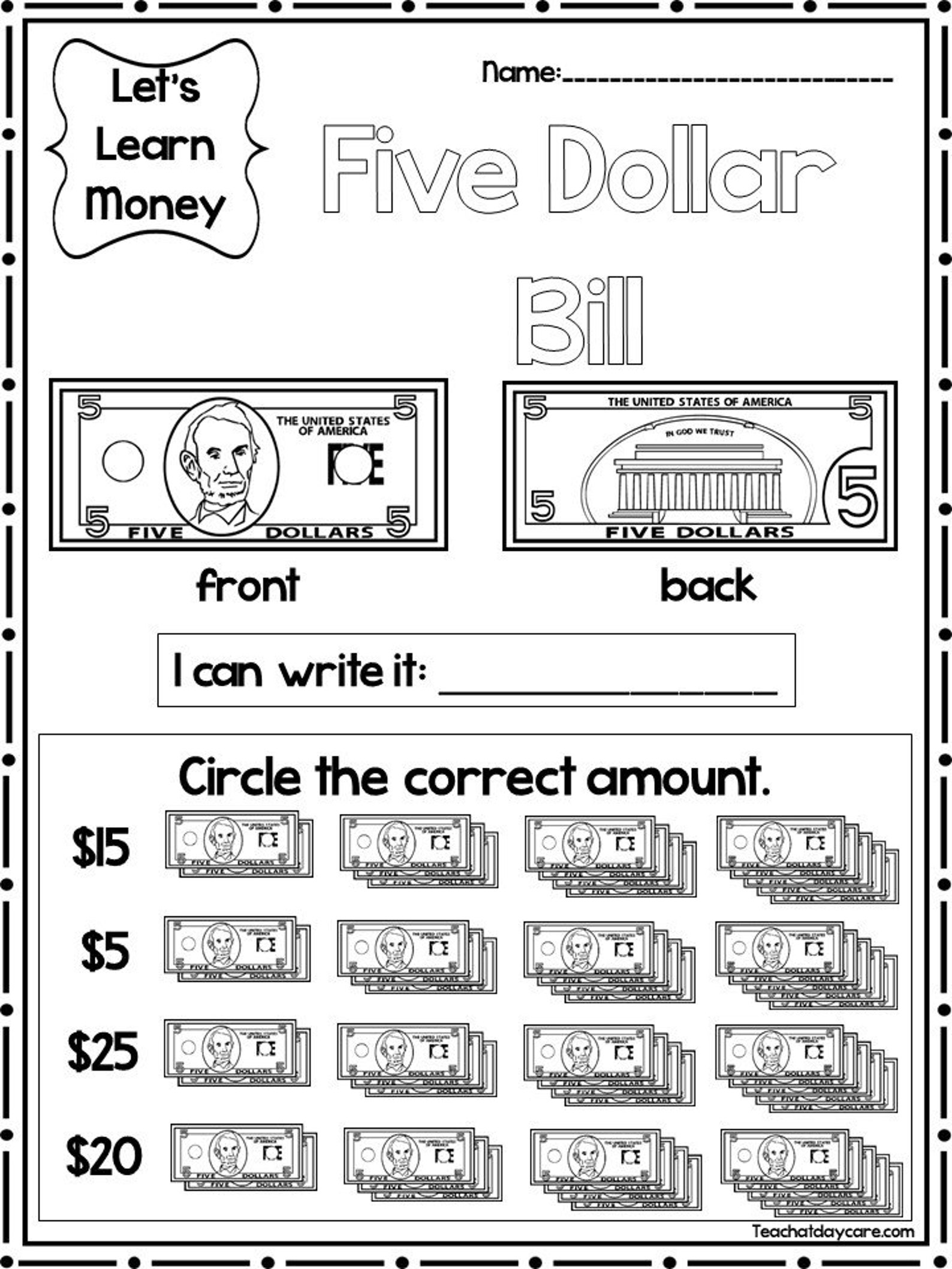 12 Printable Let's Learn Money Worksheets. Kdg.2nd Grade - Etsy UK