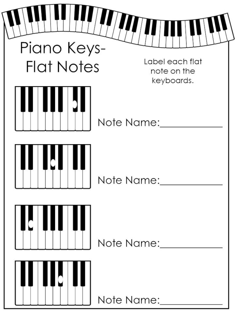 10 Label the Keys-music Notes Worksheets. Beginning Piano | Etsy