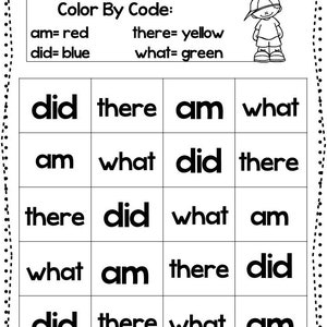 13 Printable Color the Dolch Primer Sight Words Worksheets. Prek ...