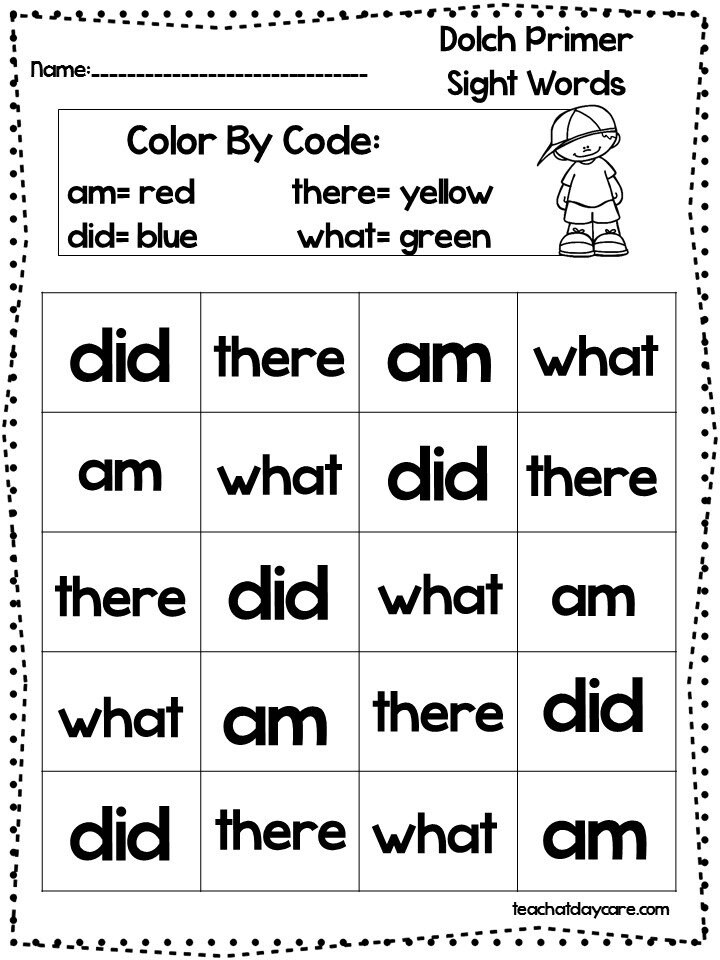 13 Printable Color the Dolch Primer Sight Words Worksheets. Prek ...