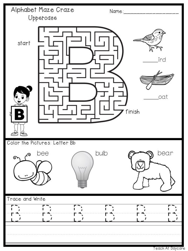 Uppercase Alphabet Maze Craze Worksheets. Preschool-kindergarten ...