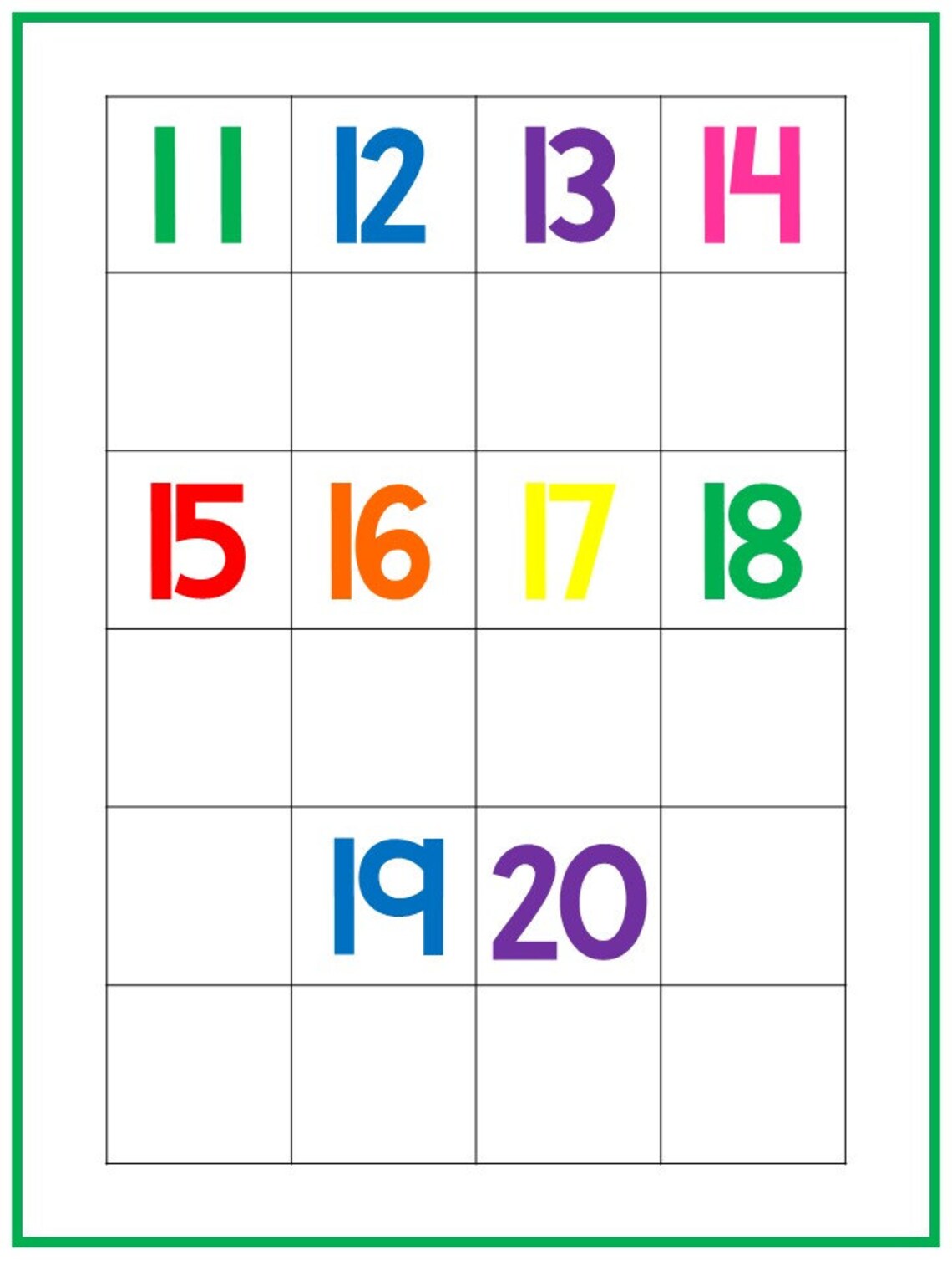 Numbers1-20 Printable Work Mats With 20 Matching Cards. - Etsy