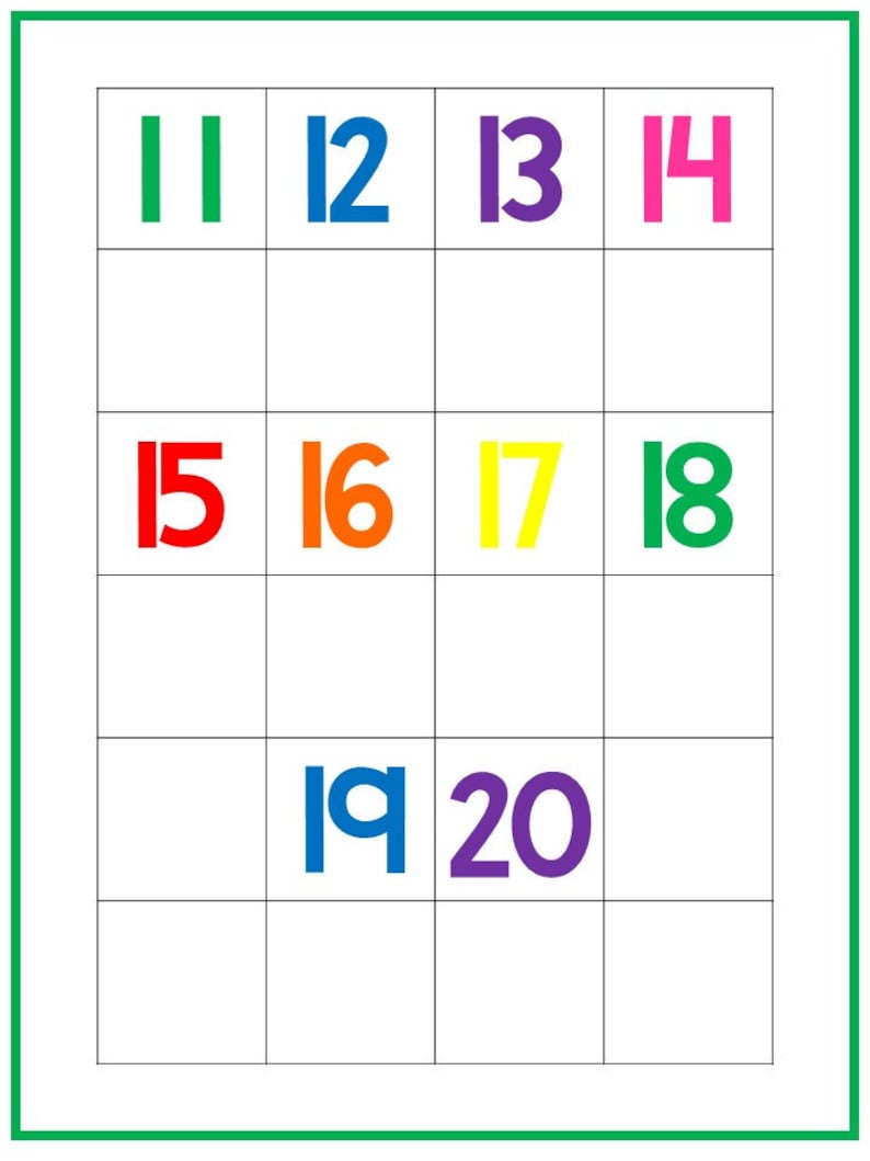Numbers1-20 Printable Work Mats With 20 Matching Cards. - Etsy
