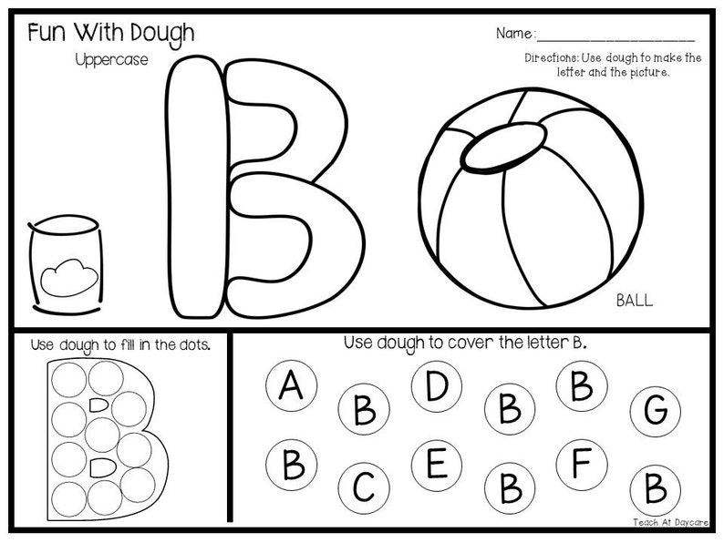 Uppercase Alphabet Fun With Dough Worksheets. Preschool-kindergarten ...