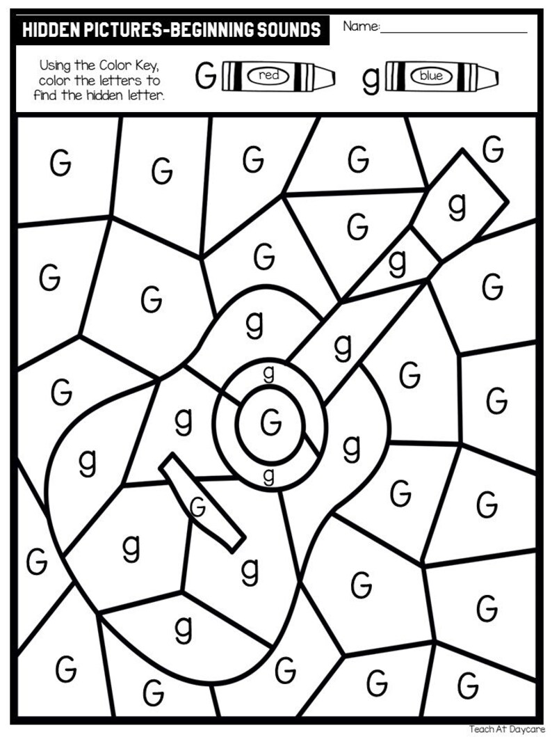 Hidden Pictures Beginning Sounds Worksheets. Letter Recognition and ...