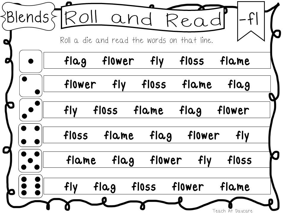 20 Printable Blends Roll and Read Worksheets. Kindergarten-2nd | Etsy
