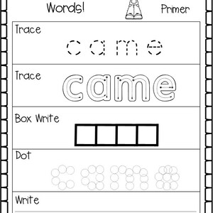 52 Printable Let's Learn Dolch Primer Sight Words Worksheets. Prek ...