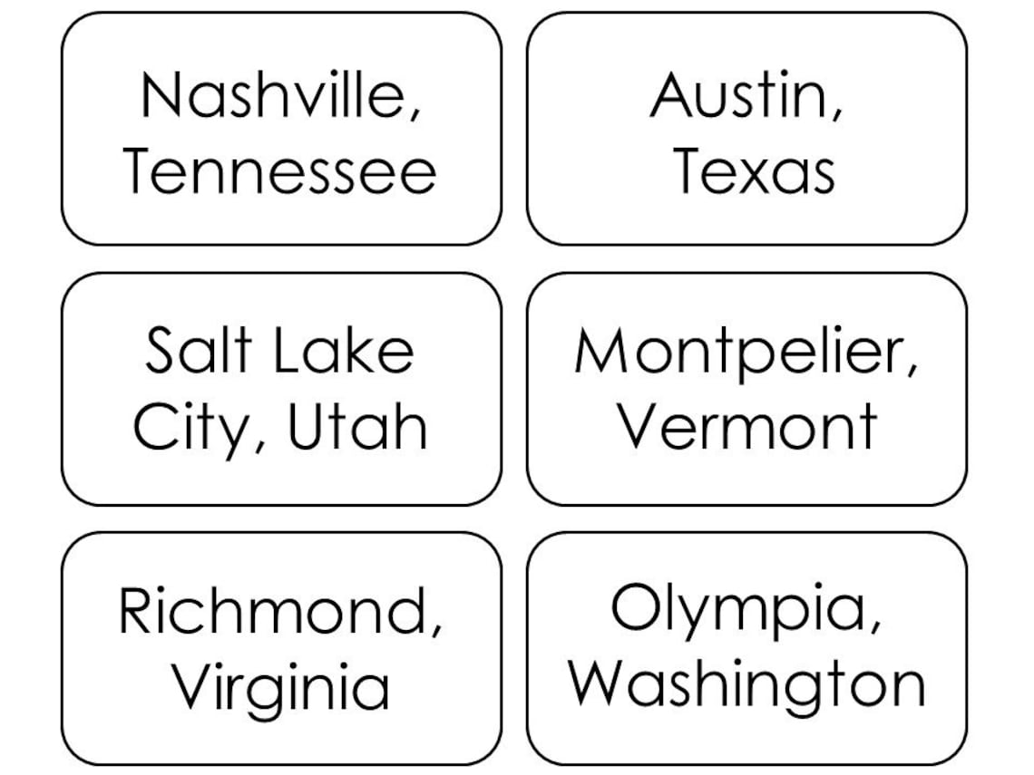 50 States and Capitals Printable Flashcards. US Geography and - Etsy