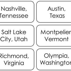 50 States and Capitals Printable Flashcards. US Geography and History ...