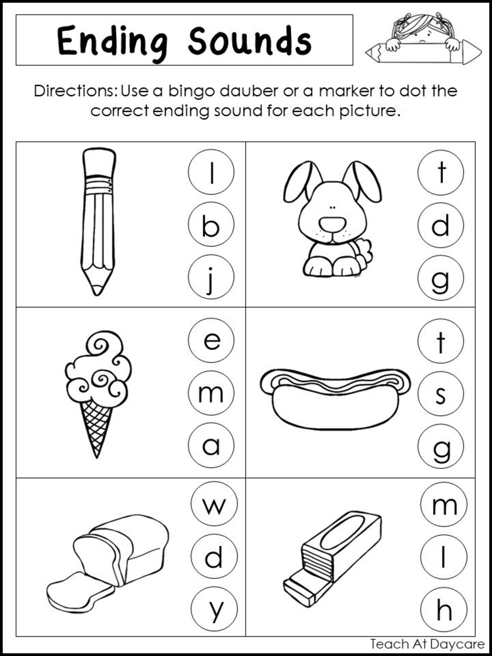 20 Printable Ending Sounds Worksheets. Preschool-1st Grade Phonics and ...