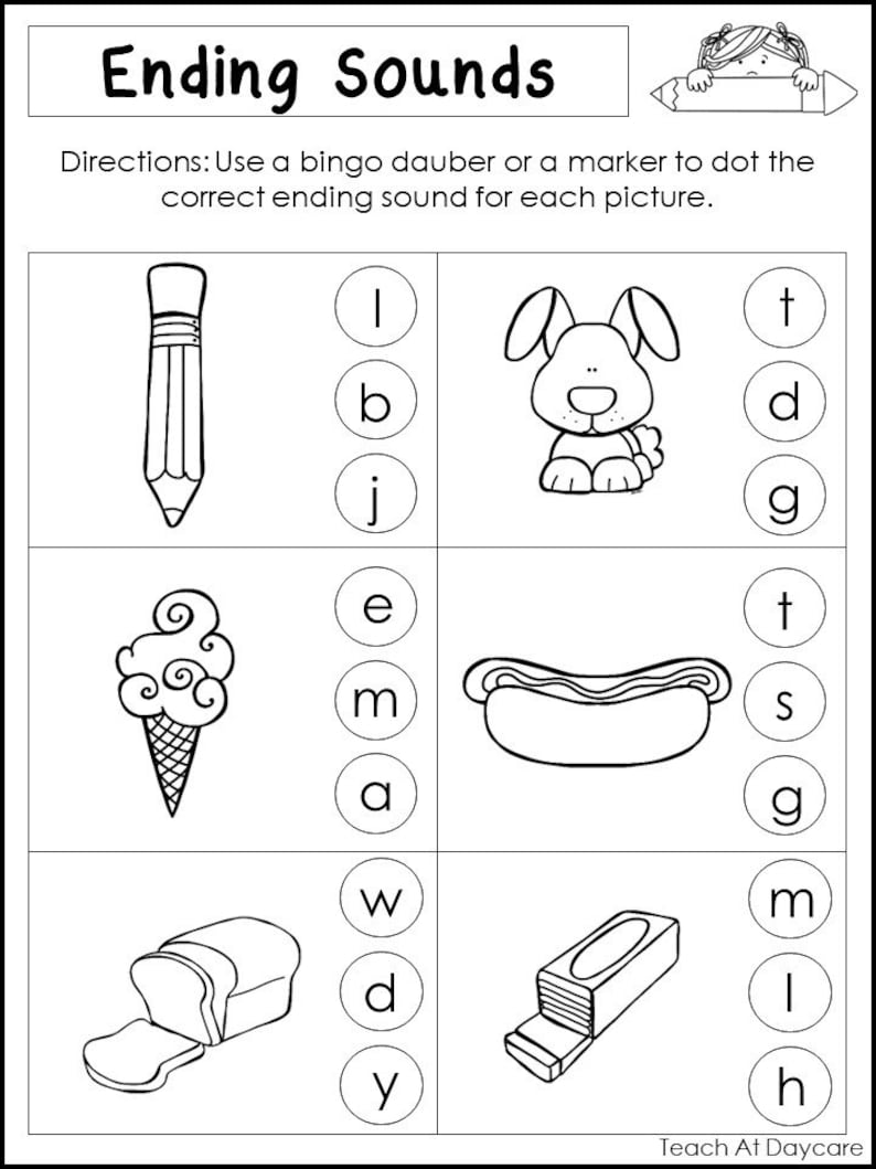 20 Printable Ending Sounds Worksheets. Preschool-1st Grade Phonics and ...