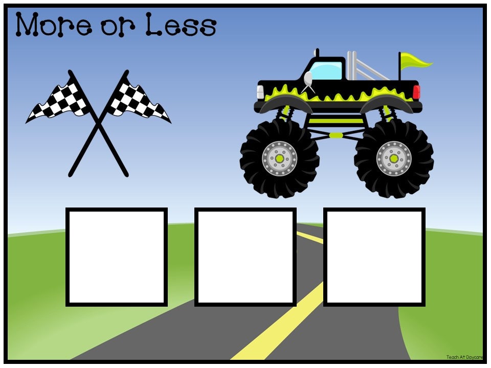 10 Printable Monster Truck Themed Kindergarten Math Center Games and ...