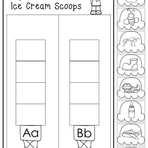 13 Printable Alphabet Ice Cream Scoops Worksheets. - Etsy