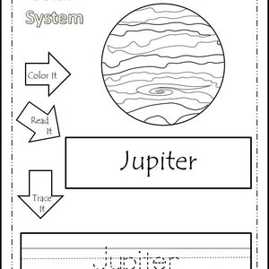 16 Solar System Planets Color Read Trace Write Worksheets. Preschool ...