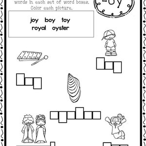 10 Printable Diphthongs Box Write Worksheets. Kindergarten-2nd Grade ...
