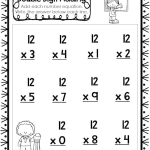 15 Printable Two Digit Multiplication Worksheets. Numbers 10-20. 2nd ...