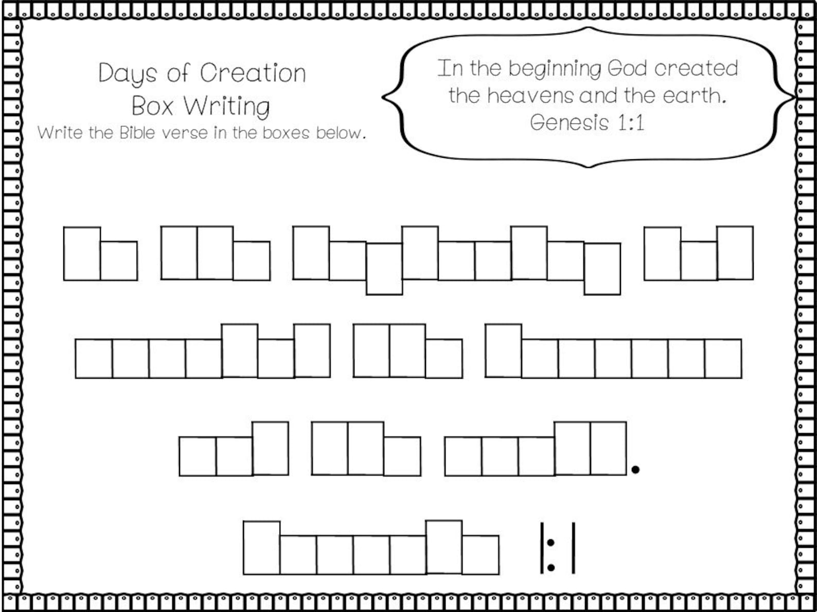 Genesis 1-2:3 Days of Creation Memory Verse Tracing and - Etsy