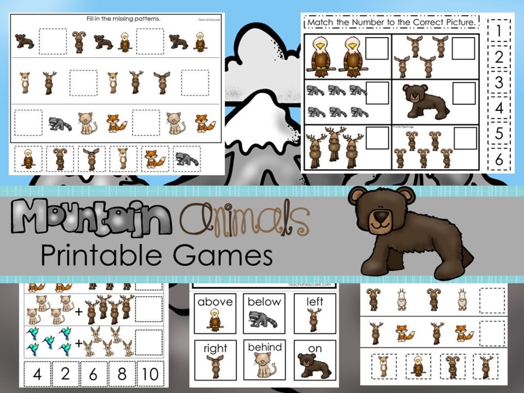 30 Mountain Animals Games Download. Games and Activities in PDF Files ...