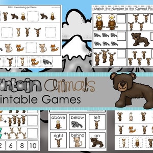 30 Mountain Animals Games Download. Games and Activities in PDF Files ...
