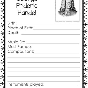George Frideric Handel Great Composer Unit. Music Appreciation. - Etsy