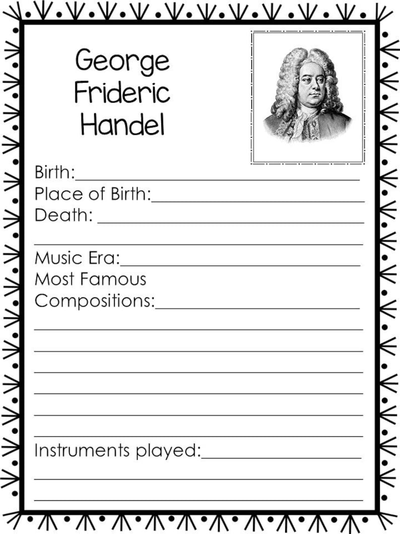 George Frideric Handel Great Composer Unit. Music | Etsy