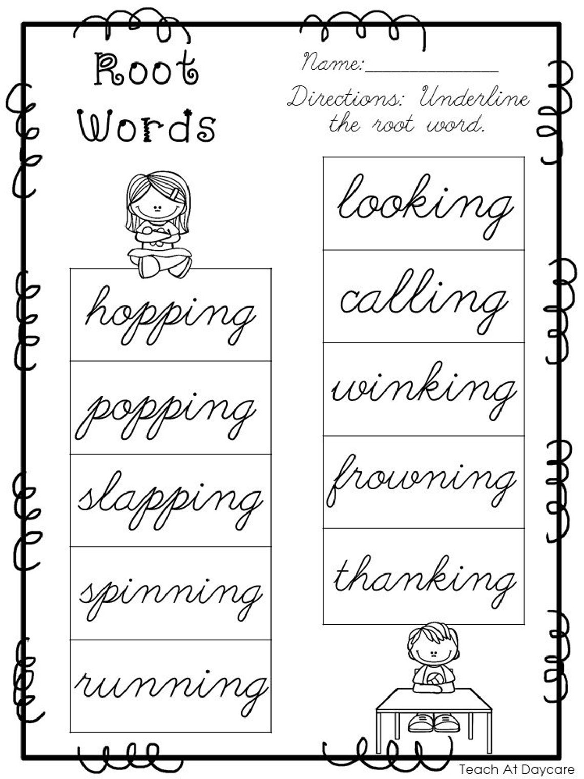 10 Printable Cursive Root Words Worksheets. 1st-3rd Grade ELA - Etsy