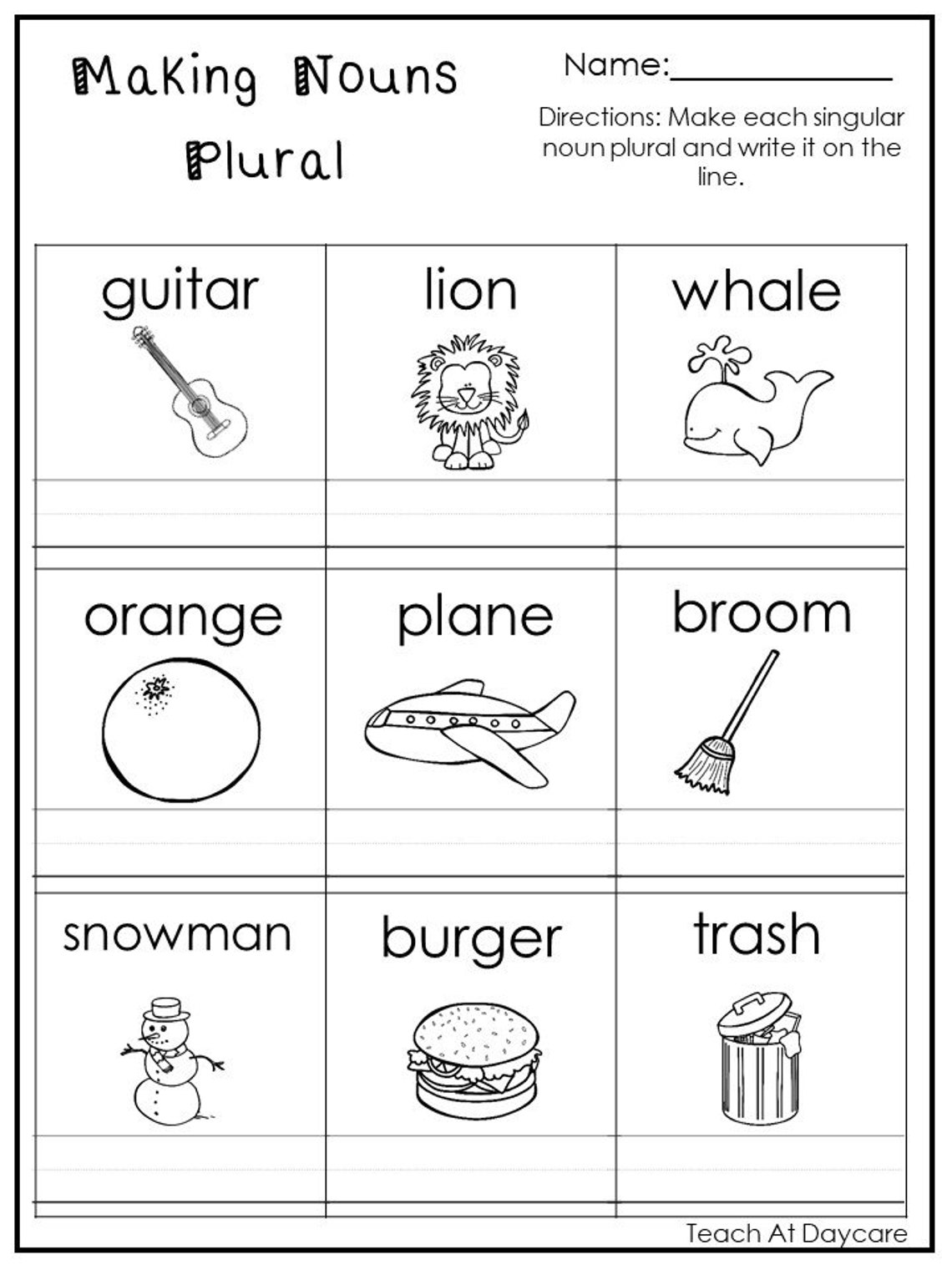 10 Printable Making Nouns Plural Worksheets. 1st-3rd Grade ELA - Etsy
