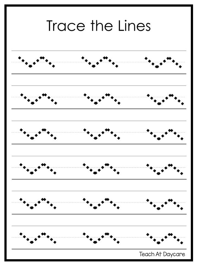 16 Printable Beginning Tracing Trace the Lines Worksheets. - Etsy