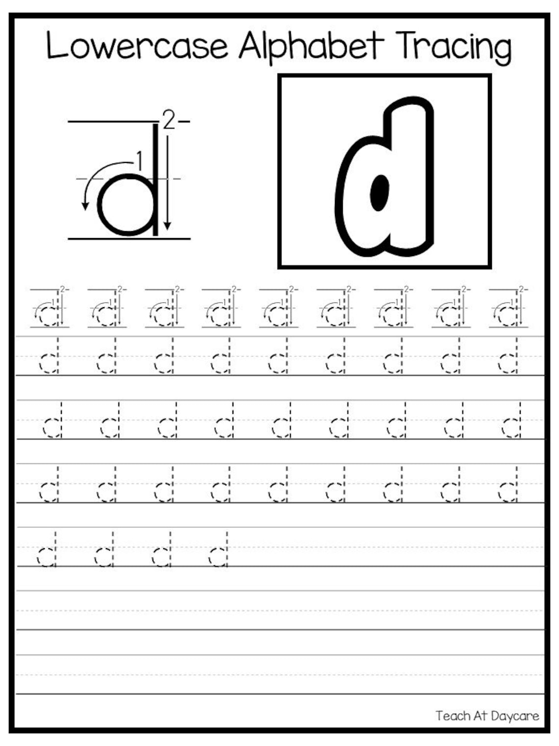 26 Printable Lowercase Alphabet Tracing Worksheets. Preschool ...