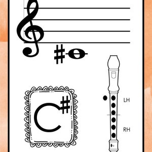 30 Watercolor Soprano Recorder Fingering Charts. Baroque Style. Music ...