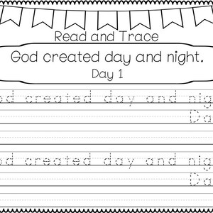Genesis 1-2:3 Days of Creation Memory Verse Tracing and Handwriting ...