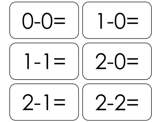 91 Printable Subtraction Flashcards. Facts 0-12. Preschool | Etsy