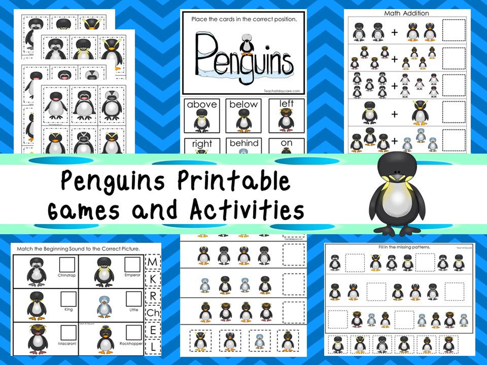 30 Penguins Printable Preschool Educational Games Download. - Etsy