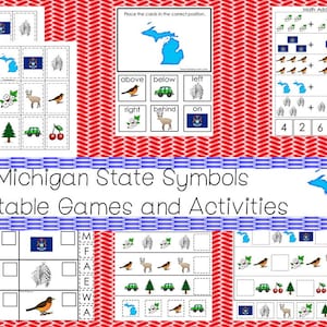 30 Michigan State Symbols Themed Learning Games Download. ZIP File ...