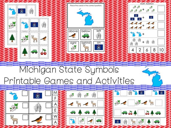 30 Michigan State Symbols Themed Learning Games Download. ZIP | Etsy