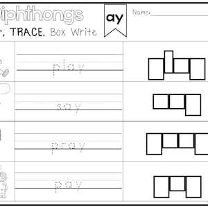 20 Printable Diphthongs Color, Trace, Write, Box Write Worksheets ...
