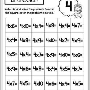 12 Printable Roll, Multiply, and Color Worksheets. Numbers 1-12. 1st ...