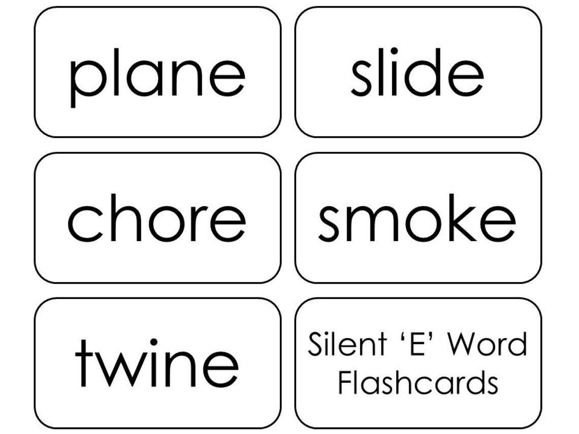100 Printable Silent 'E' Words Flashcards. ELA, Speech, Reading ...