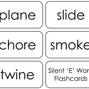 100 Printable Silent 'E' Words Flashcards. ELA, Speech, Reading ...