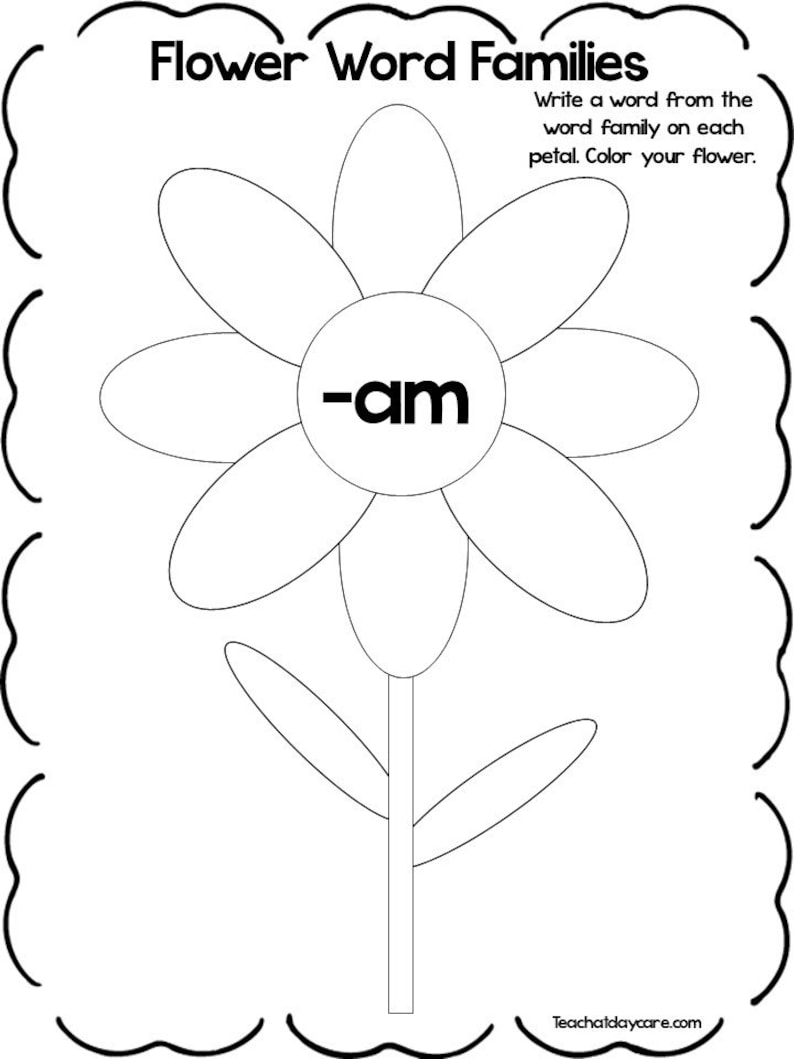 29 Printable Flower Word Families Worksheets. Preschool | Etsy
